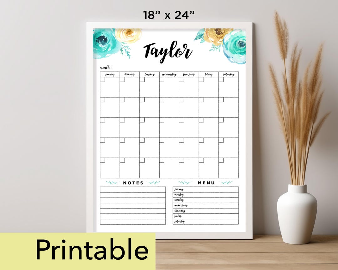 18x24 Vertical Whiteboard 2025 Calendar Printable Homeschool Calendar ...
