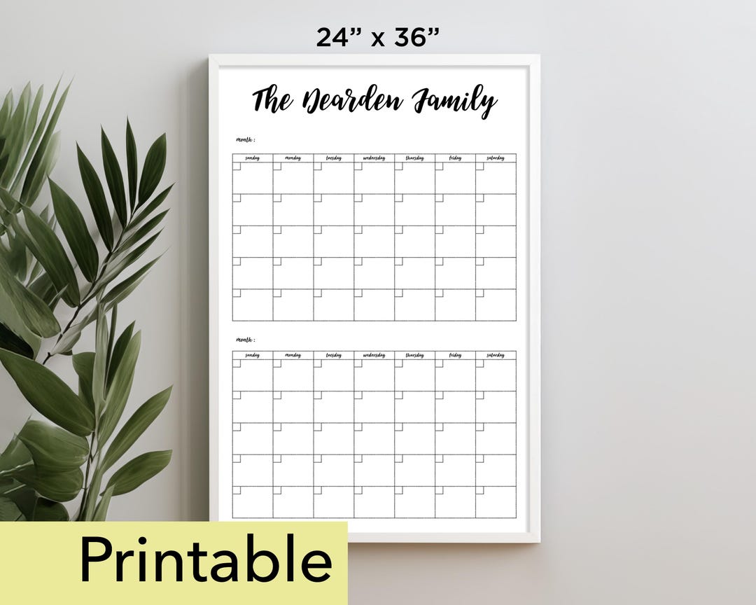 2025 Calendar Printable | 24 X 36 Vertical Whiteboard | Homeschool ...