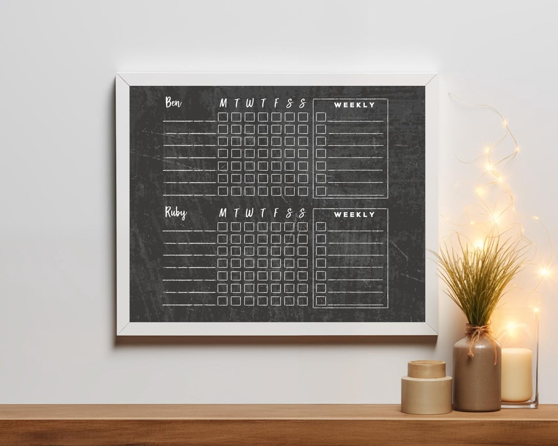 Chore Chart Printable | 10 X 8 Weekly Chore Chart | Chalkboard - 816 - Etsy