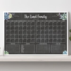 2025 Calendar Printable | 36 X 24 Horizontal Chalkboard | Homeschool ...