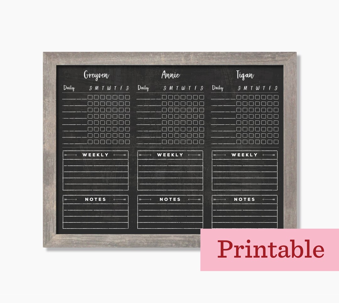 Chalkboard Chore Chart MEDIUM Dry Erase Chore Chart 18410 - Etsy