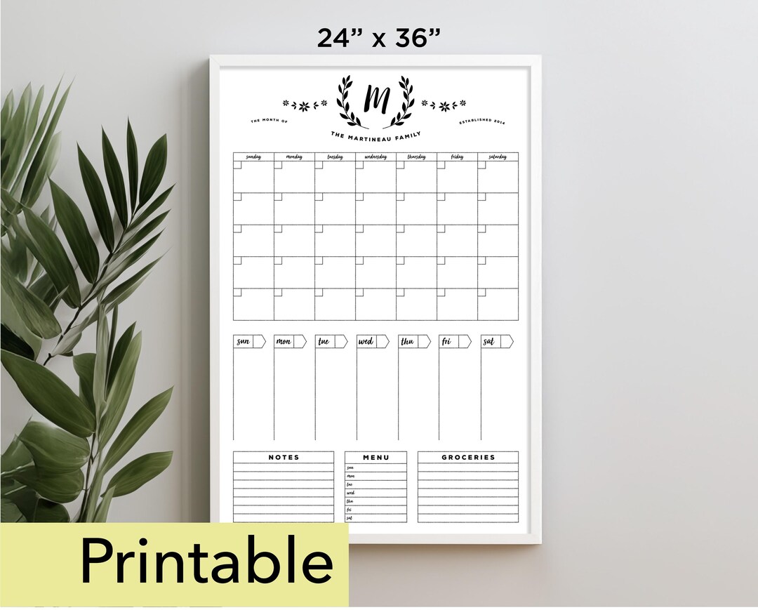 2025 Calendar Printable | 24 X 36 Vertical Whiteboard | Homeschool ...