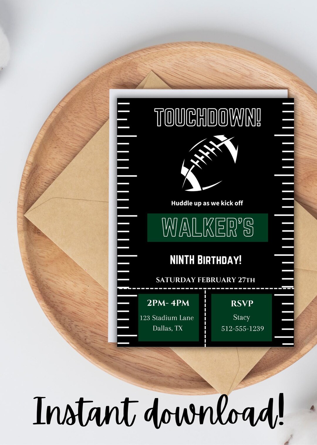 Touchdown Birthday Invitation - Etsy