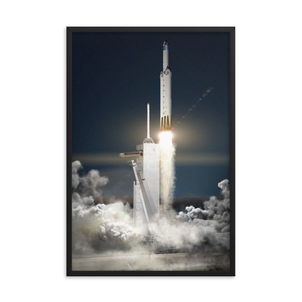Spacex Falcon Heavy Launch Framed Poster Print Art - Etsy