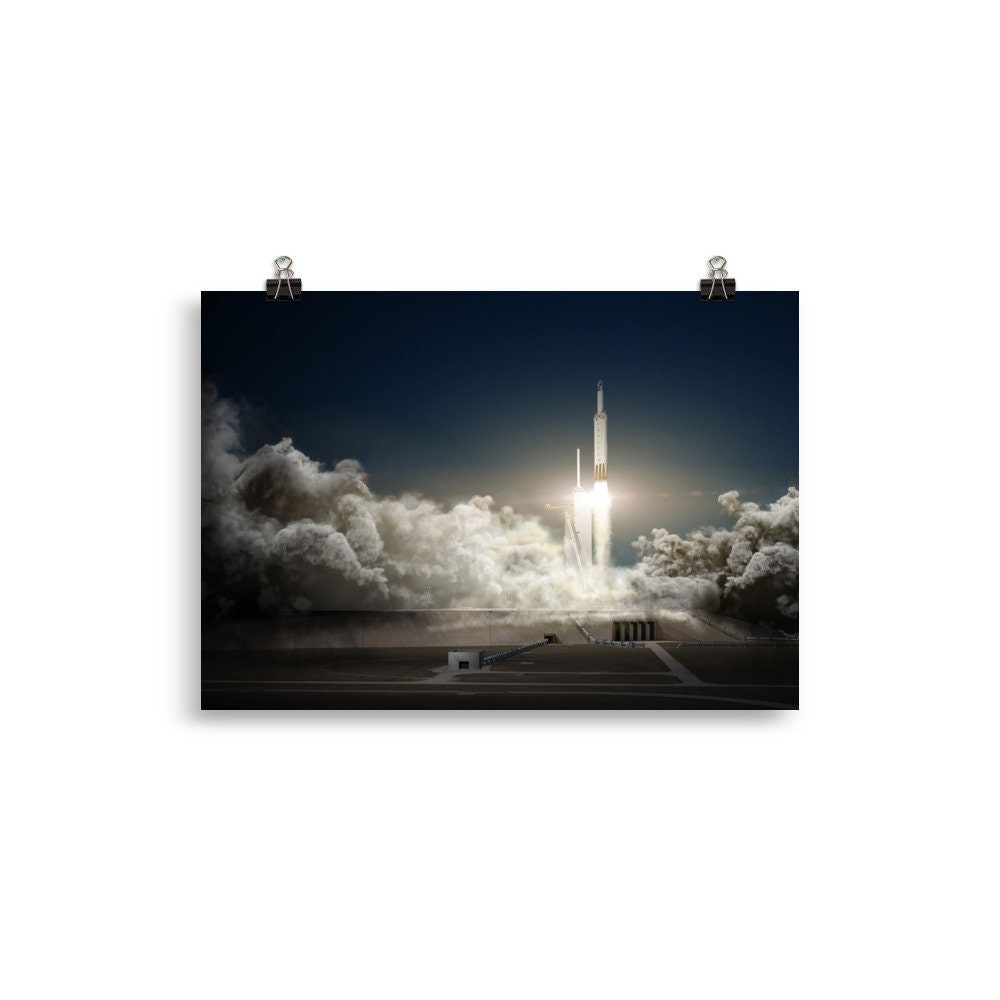 Spacex Falcon Heavy Launch Poster Print - Etsy