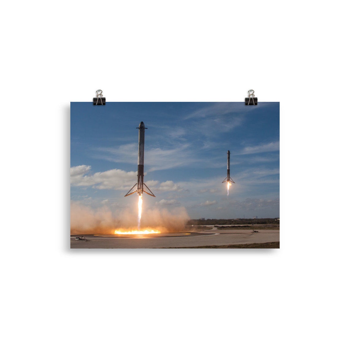 Spacex Falcon Heavy Double Rocket Booster Landing Poster Print - Etsy