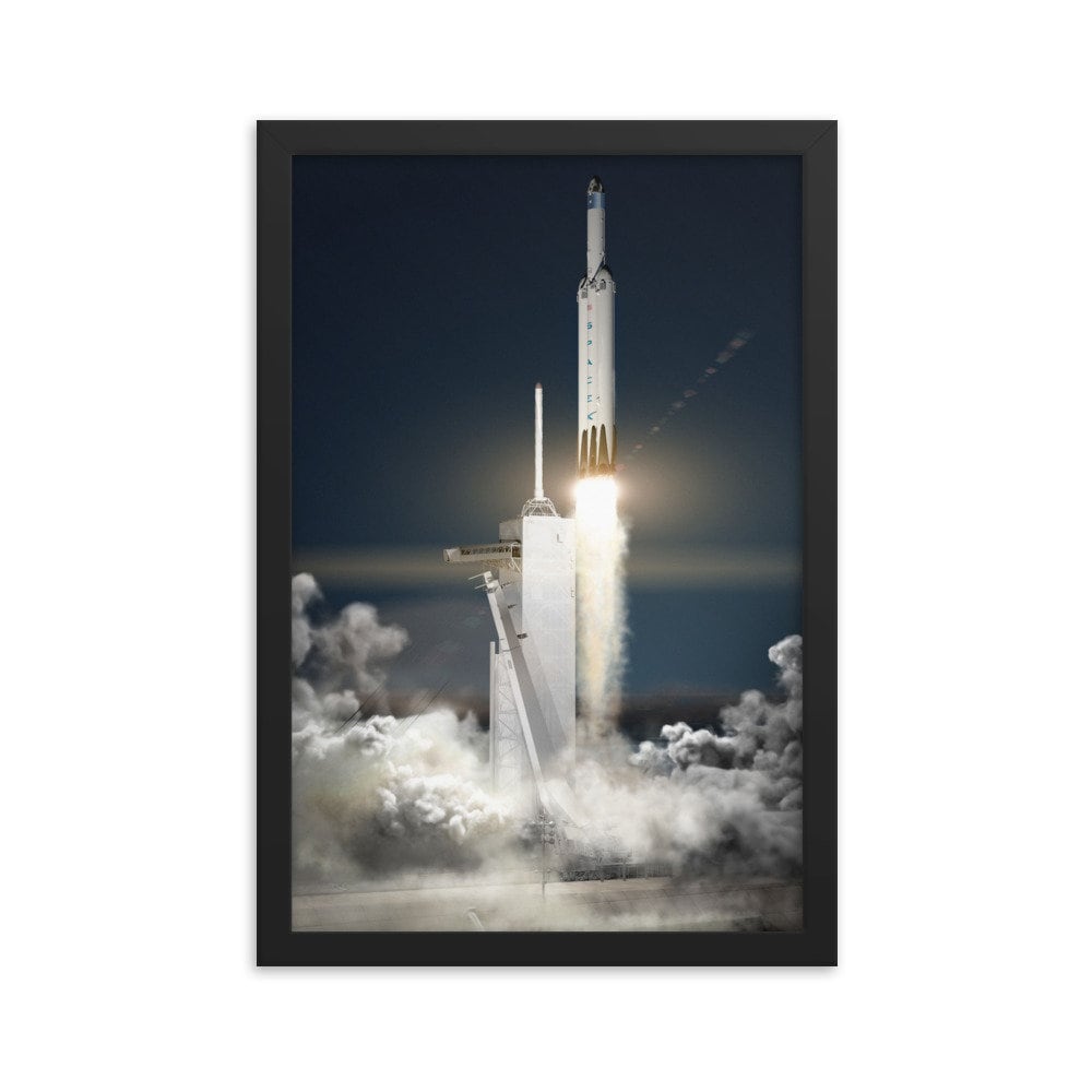 Spacex Falcon Heavy Launch Framed Poster Print Art - Etsy