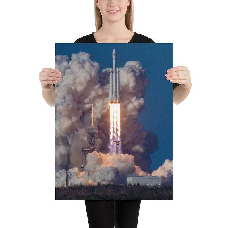 Spacex Poster Falcon Heavy Wall Art Rocket Launch Print - Etsy