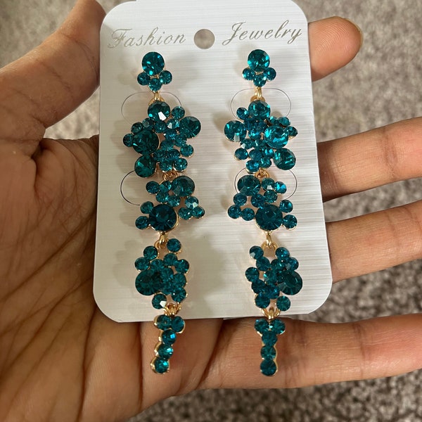 Dark Teal Earrings - Etsy