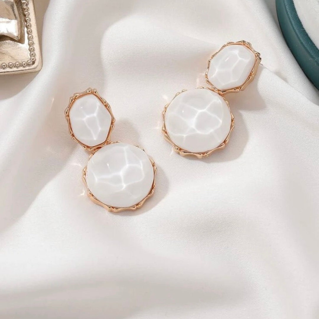 White Earrings Small , White Acrylic Earrings , Snow White Gold ...