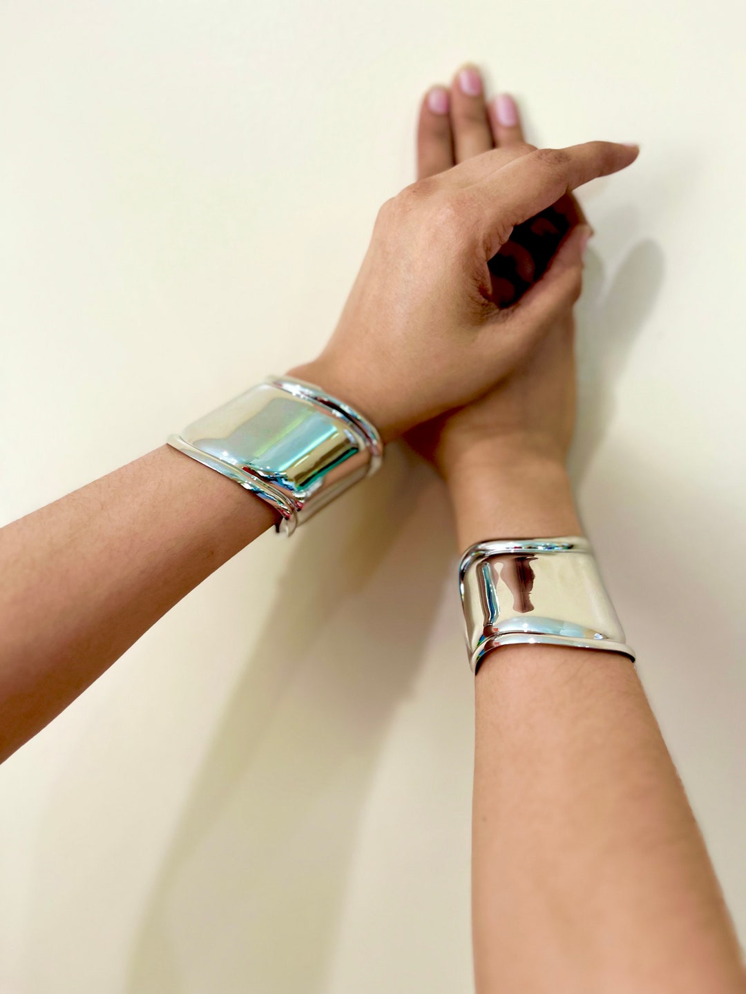 Large Wide Silver Cuff Bracelet Big Costume Bracelet Bangle Silver ...