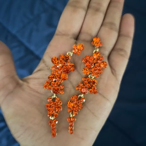 Bright Orange Earrings Orange Crystal Earrings Tangerine - Etsy