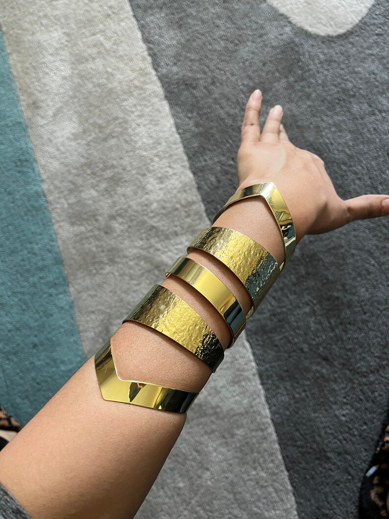 Huge Wide Gold Cuff Bracelet Chunky Bangle Arm Cuff Costume - Etsy