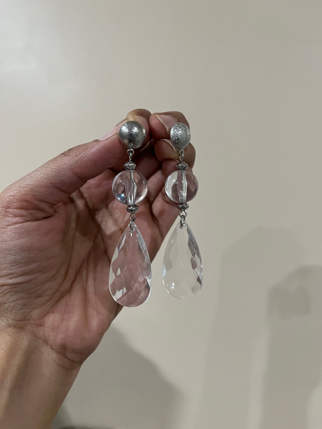 Chunky Clear Acrylic Earrings , Long Clear White Earrings , Ice Cube ...