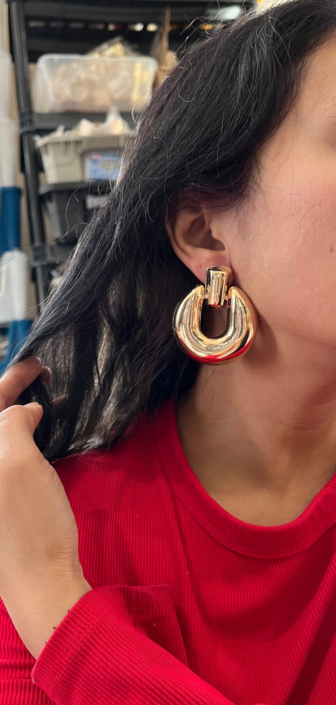 Big Gold Earrings , Gold Large Earring Metal , Bold Gold Earring ...