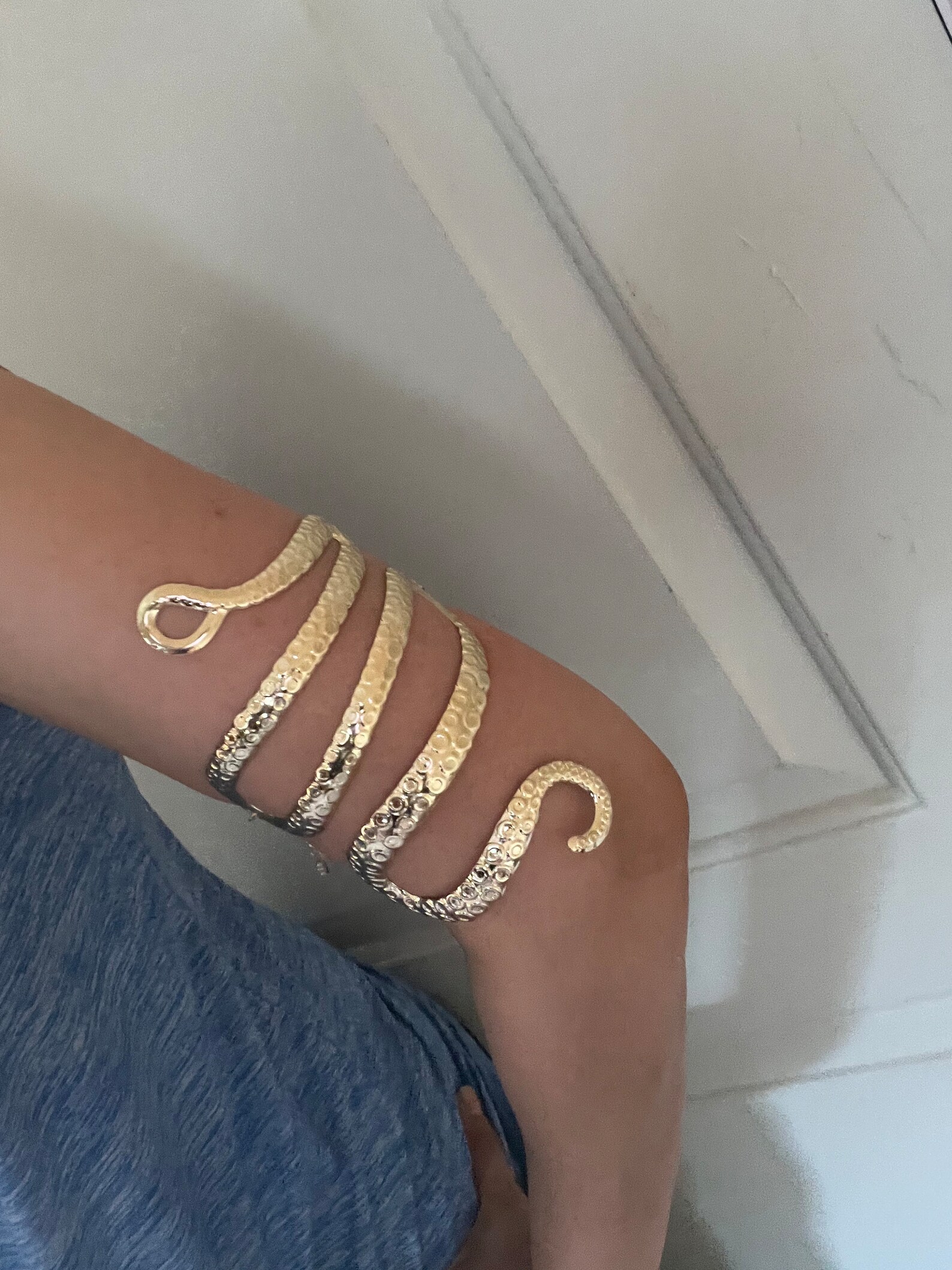 Octopus Armlet Arm Cuff Bracelet Gold Armband Flower - Etsy