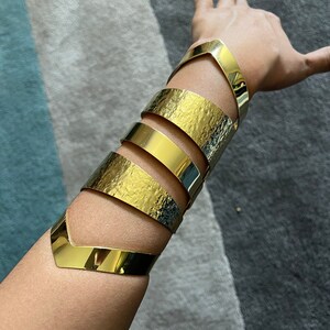 Huge Wide Gold Cuff Bracelet Chunky Bangle Arm Cuff Costume - Etsy