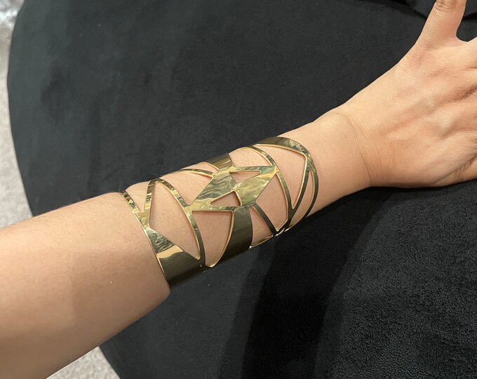 Large Wide Gold Cuff Bracelet Big Costume Bracelet Bangle Gold - Etsy
