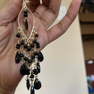 Black Chandelier Earrings Big 5 Inch Black Bead Earrings - Etsy