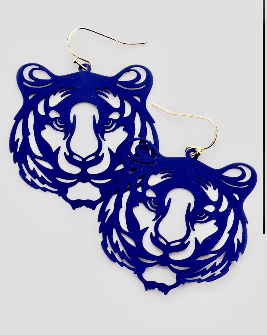 Tiger Earrings Navy Blue Tiger Mascot Earrings Auburn Tigers - Etsy