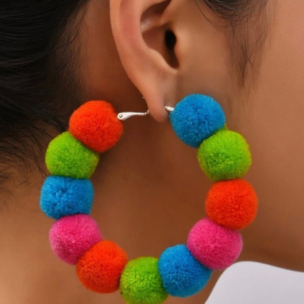Large Colorful Earrings - Etsy