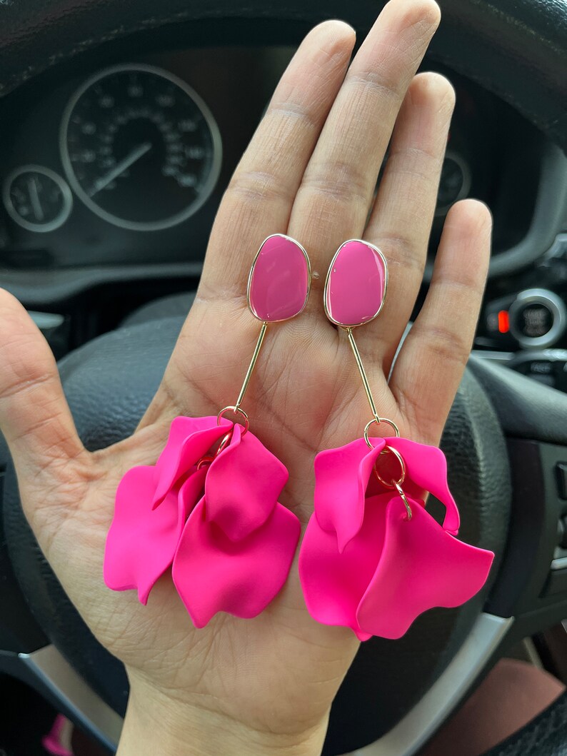 Hot Pink Earrings Pink Acrylic Earrings Fuchsia Earrings - Etsy