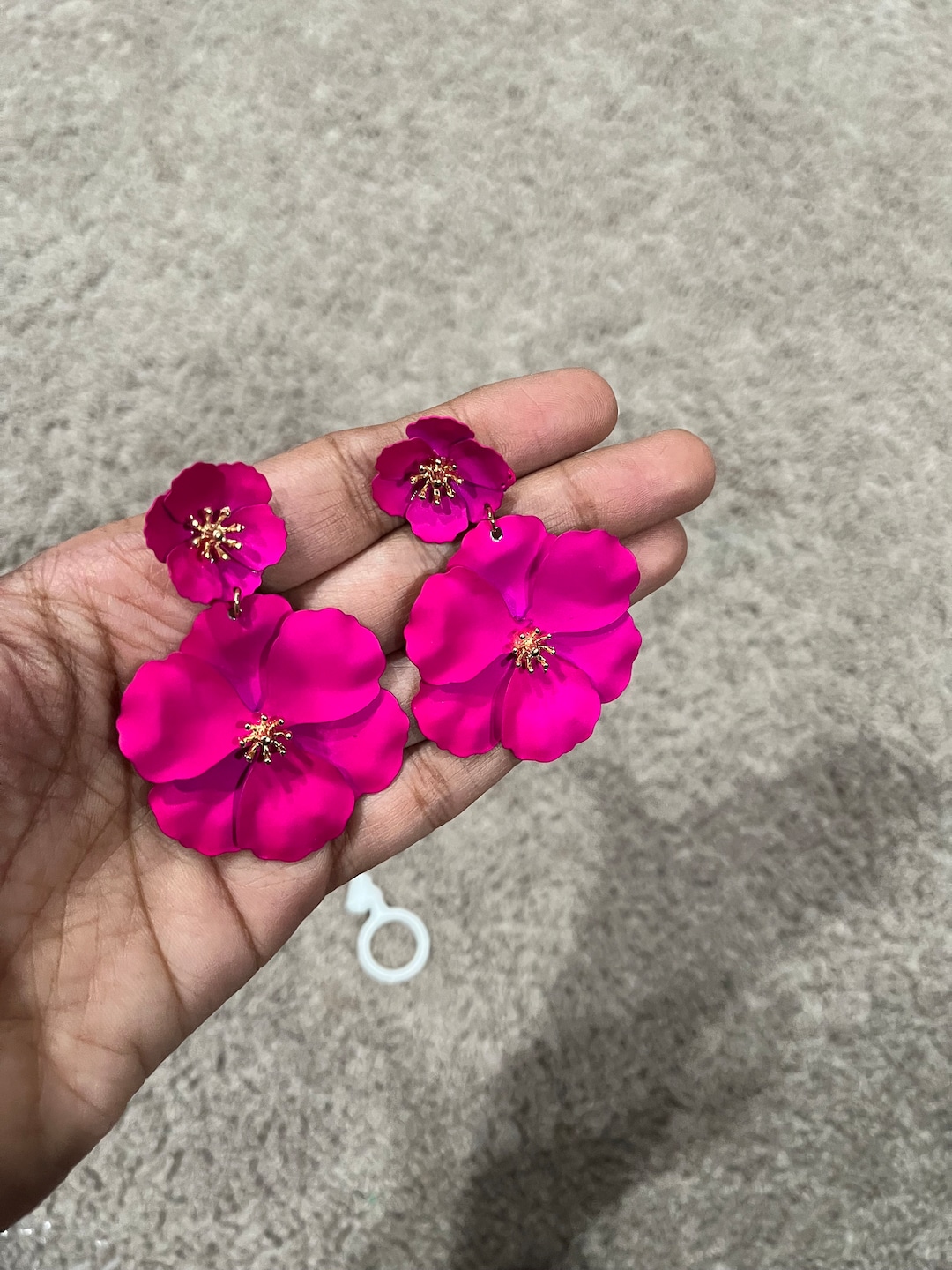 Clip on Hot Pink Earrings, Clip on Flower Fuchsia Earrings, Clip on ...