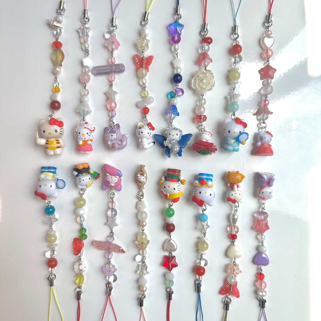 Hello Kitty Beaded Keychain/phone Charms Handmade Y2k, Gift for Her - Etsy