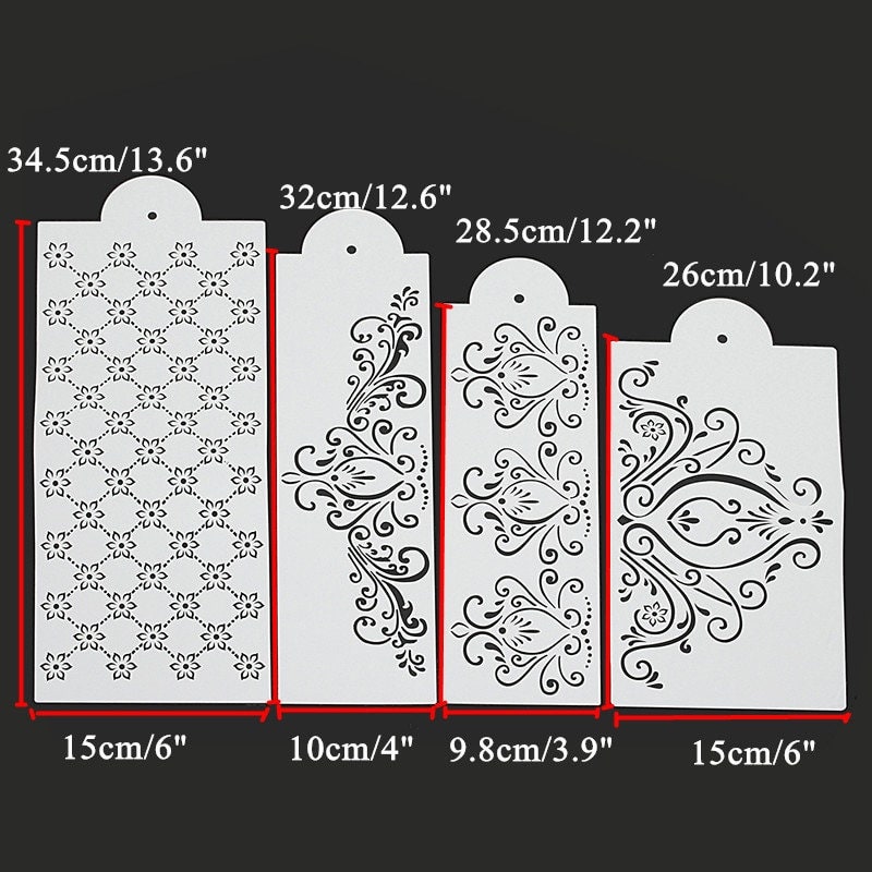 4pcs/set Princess Lace Cake Stencil Set Cake Craft Stencils - Etsy