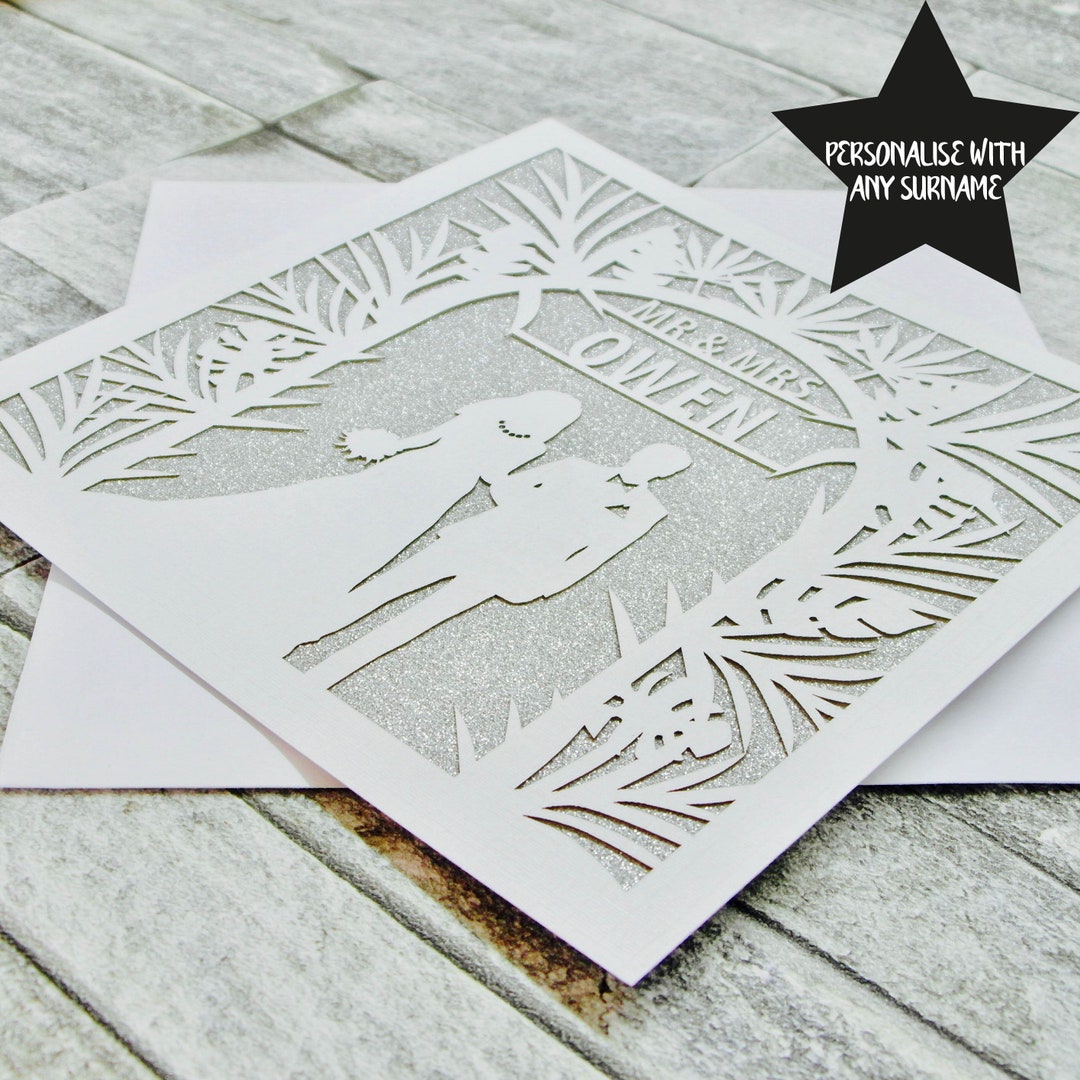 Personalised Papercut Wedding Card, Laser Cut Wedding Anniversary Card ...