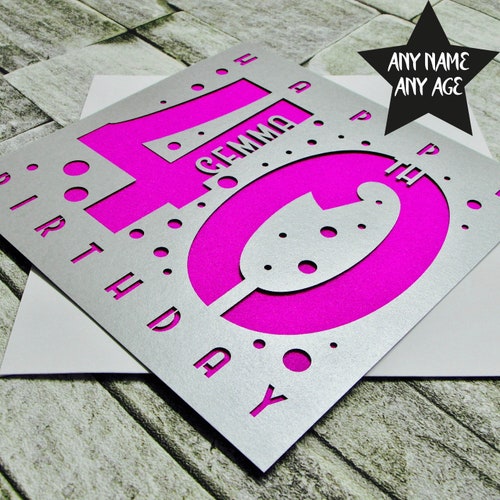 40th Birthday Card Personalised Age 40 Card Handmade and - Etsy
