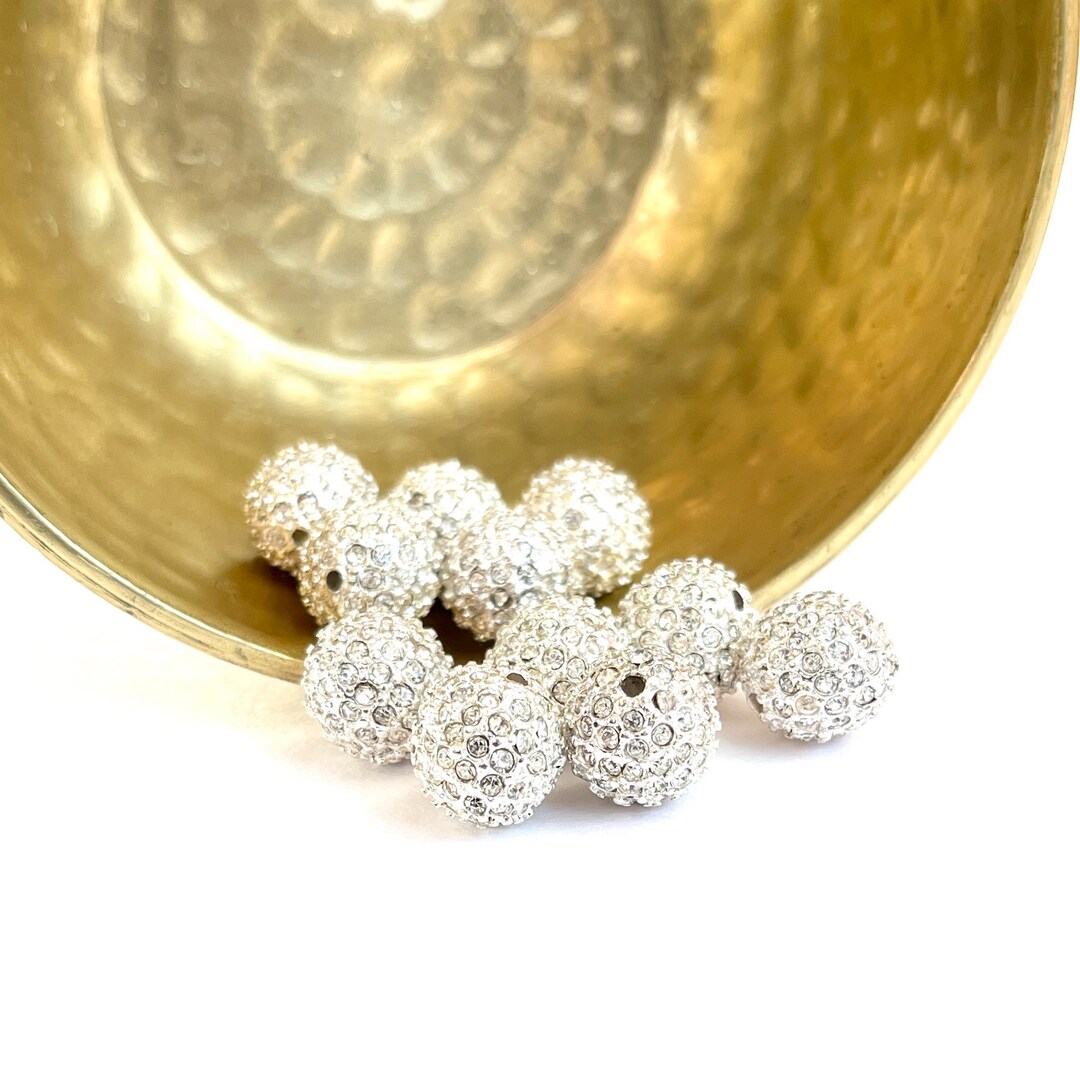 PAVE BEAD | 12mm Beadelle Collection® Silver Plated Round Pave Bead ...