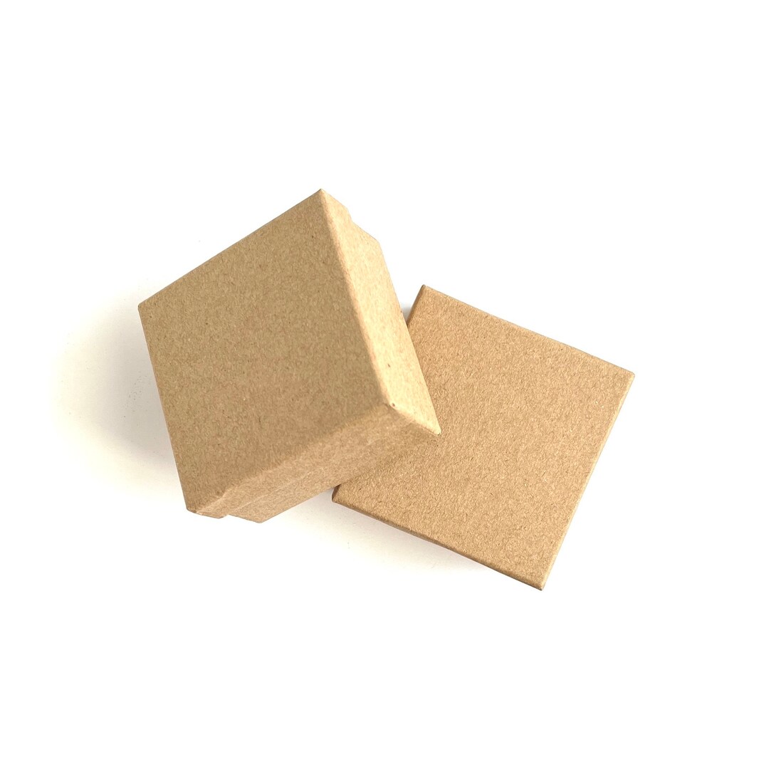 GIFT BOX | 2.75" Square Natural Cardboard Paper Jewelry Gift Box With ...