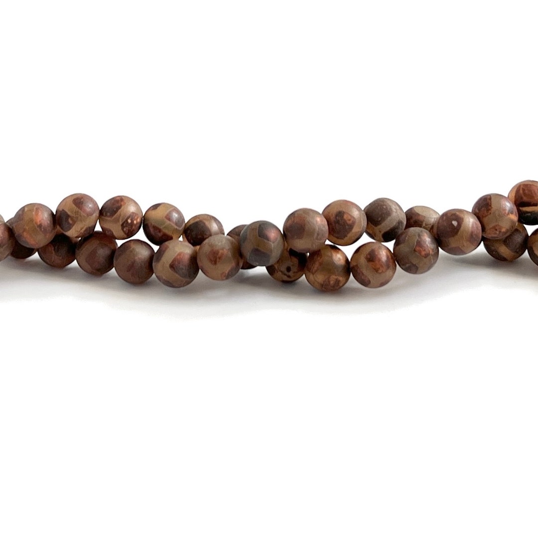 TIBETAN AGATE | 10mm Rustic Tibetan Style Agate Beads With Textured ...