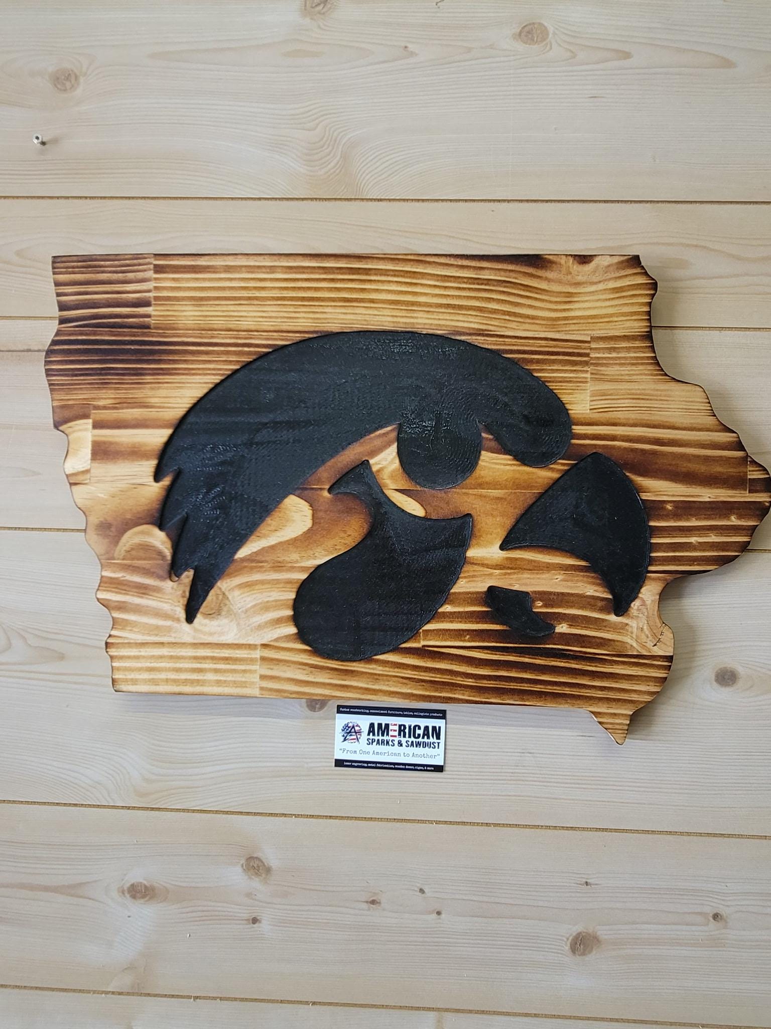 Iowa Hawkeye Tigerhark Wooden State of Iowa Wall Hanging- *licensed* - Etsy