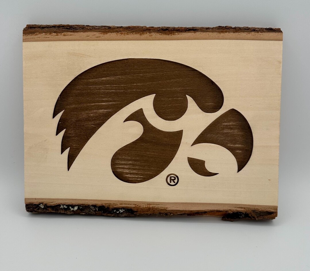 Iowa Hawkeye Tigerhawk Laser Engraved Live Edge Wall Decor *fully ...