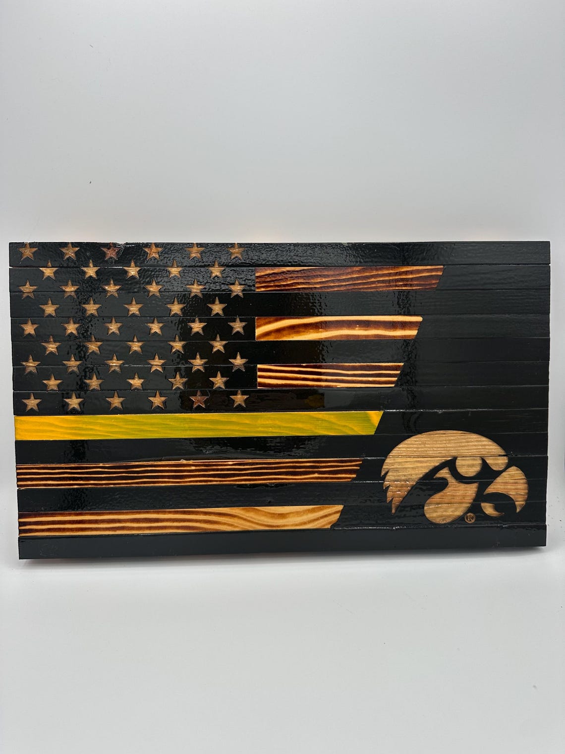 Iowa Hawkeye Wooden Flag- Tiger Hawk *fully Licensed* - Etsy