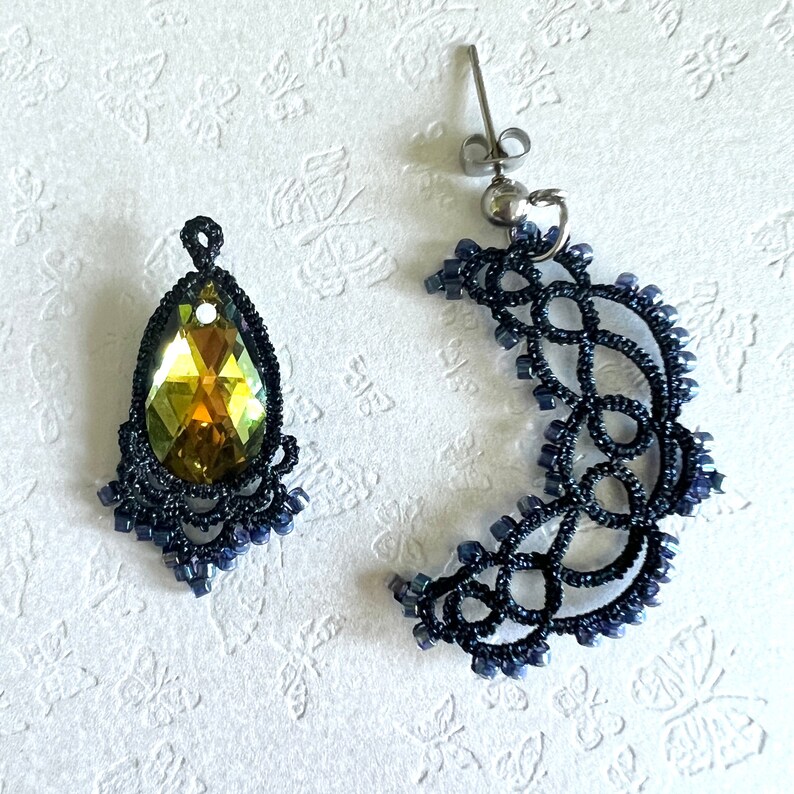 Tutorial, Pattern for Tatting Shuttle Earrings in Moon Shape - Etsy