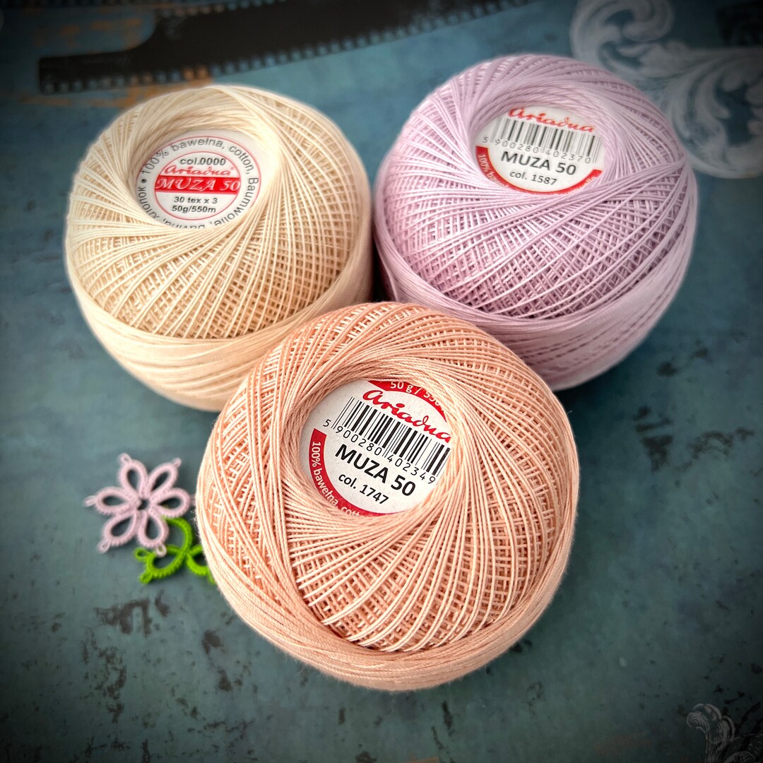 Tatting Thread Ariadna Muza 50 in New Colors Natural, Salmon or Heather ...