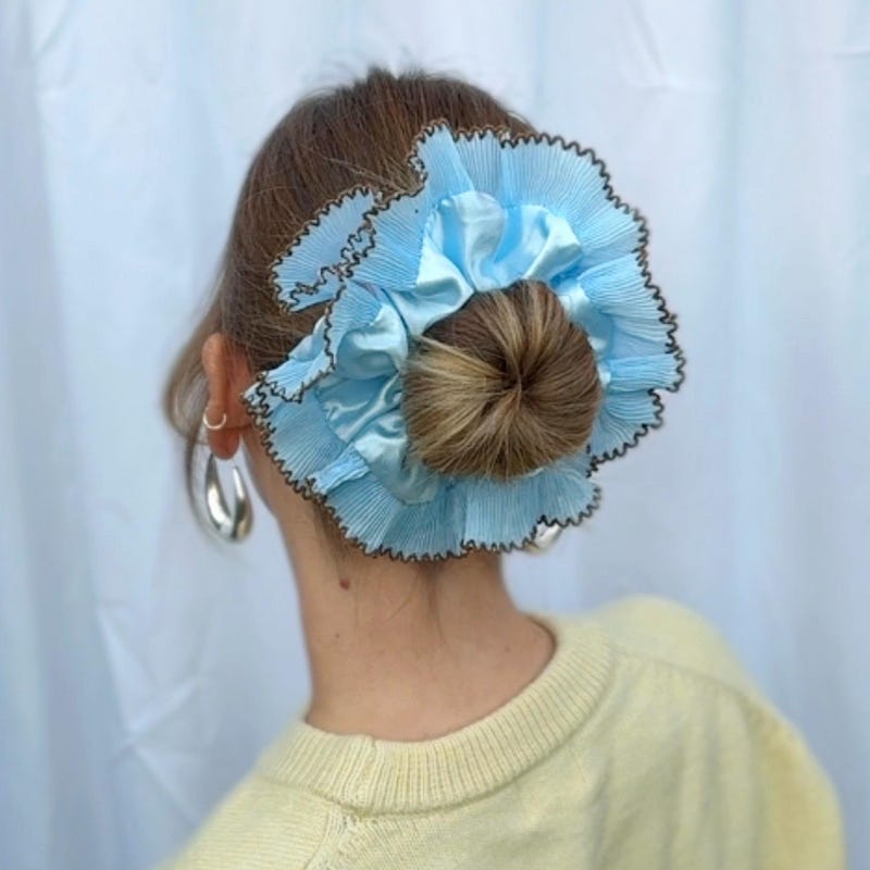 Ruffle Scrunchie Blue - Etsy