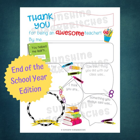 My Teacher is Awesome Teacher Appreciation End of the Year - Etsy