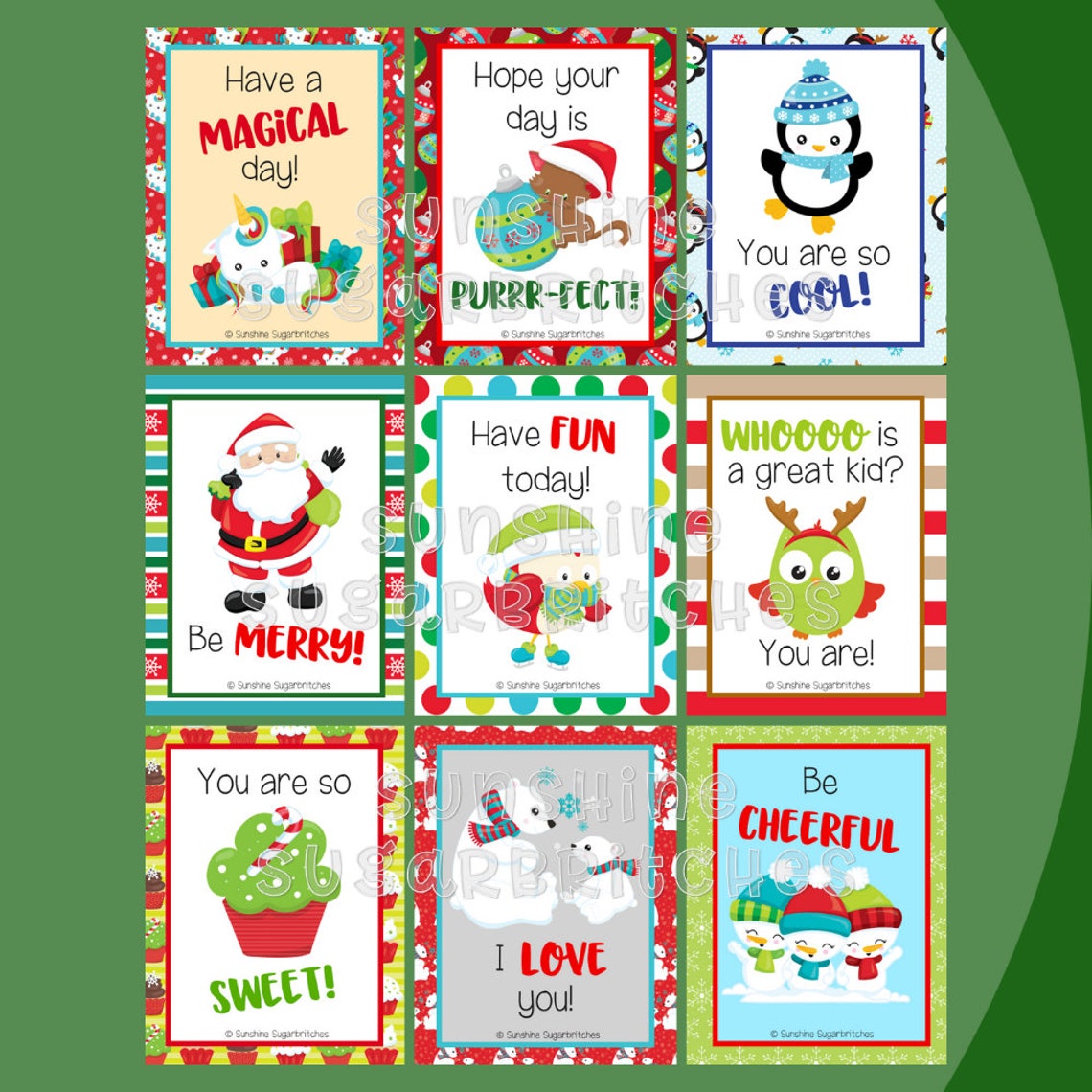 Christmas Lunchbox Notes Vol 2 PRINTABLE Lunch Box Notes Holidays ...