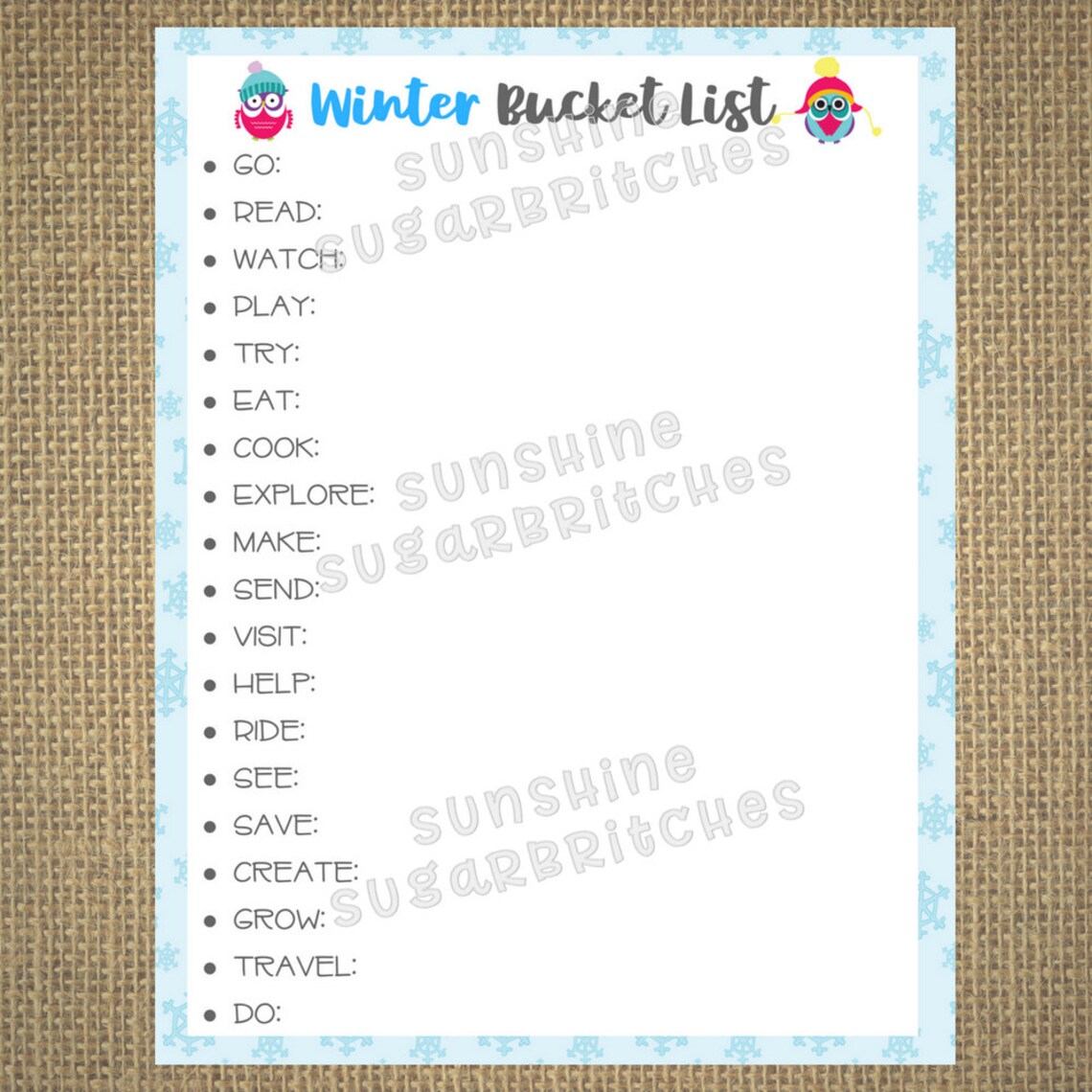 Seasonal Bucket List Bundle Fill in Editable PRINTABLE Goals - Etsy
