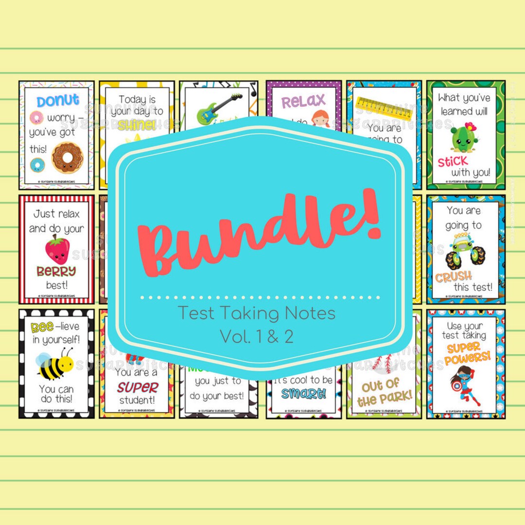 Test Taking Notes Vol. 1 & 2 Encouragement 18 Designs 6 Blank PRINTABLE ...