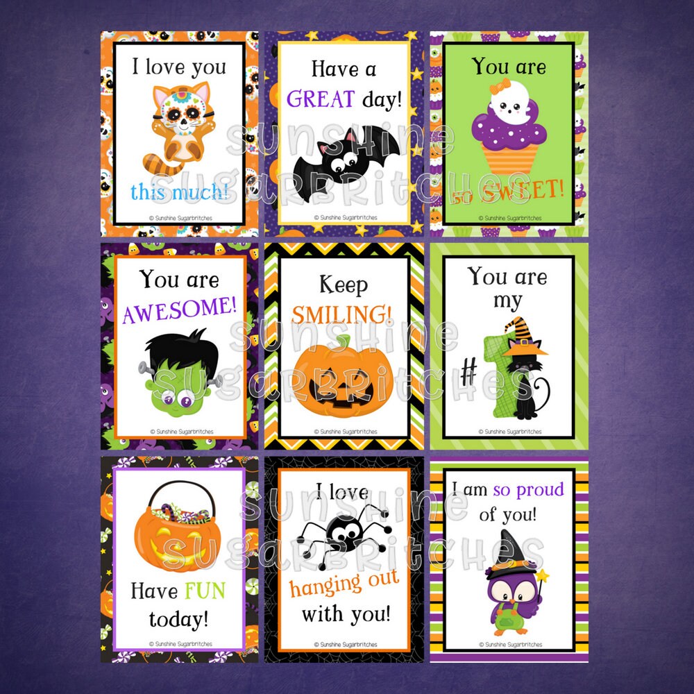 Halloween Lunchbox Notes Vol 2 PRINTABLE Lunch Box Note Encouragement 9 ...