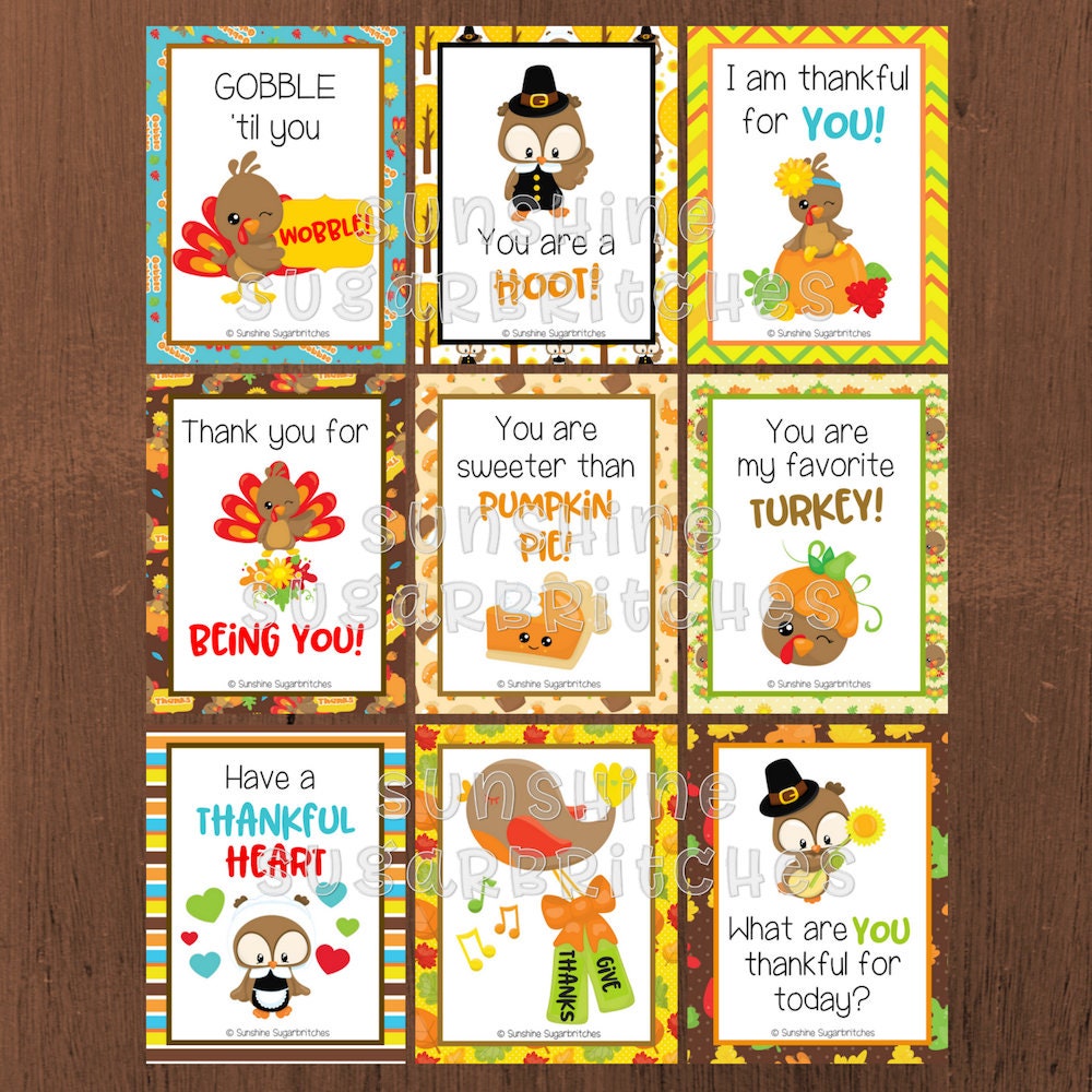 Thanksgiving Lunchbox Notes Vol 1 PRINTABLE Lunch Box Notes Autumn Fall ...