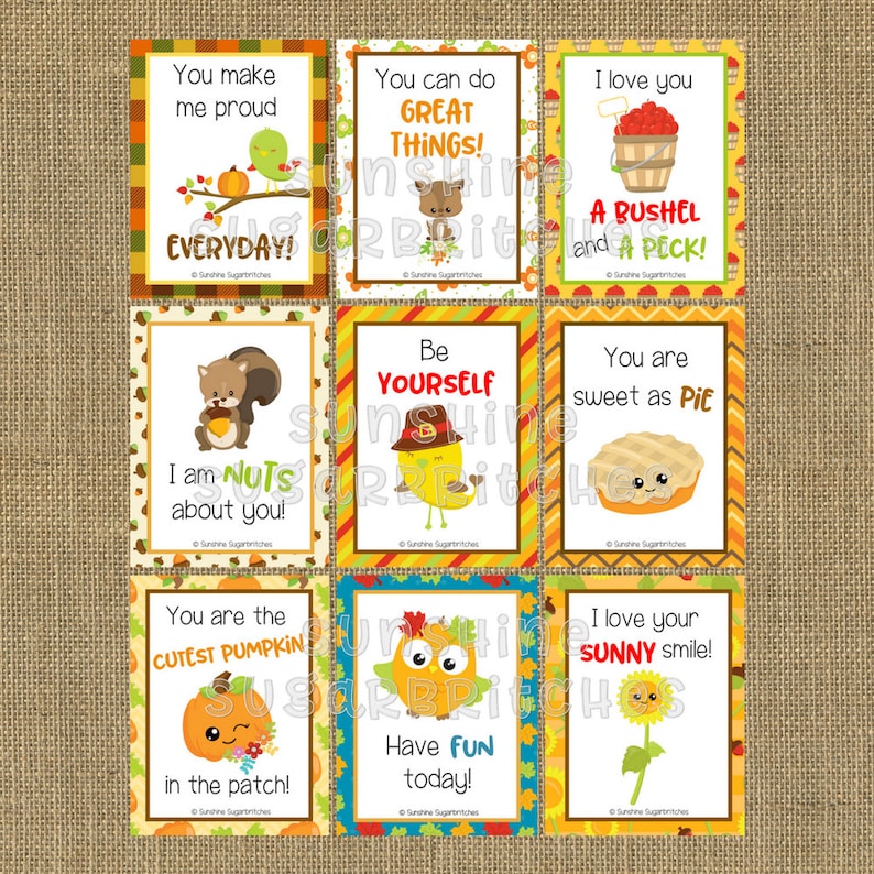 Autumn Fall Lunchbox Notes Vol 1 PRINTABLE Lunch Box Notes - Etsy España