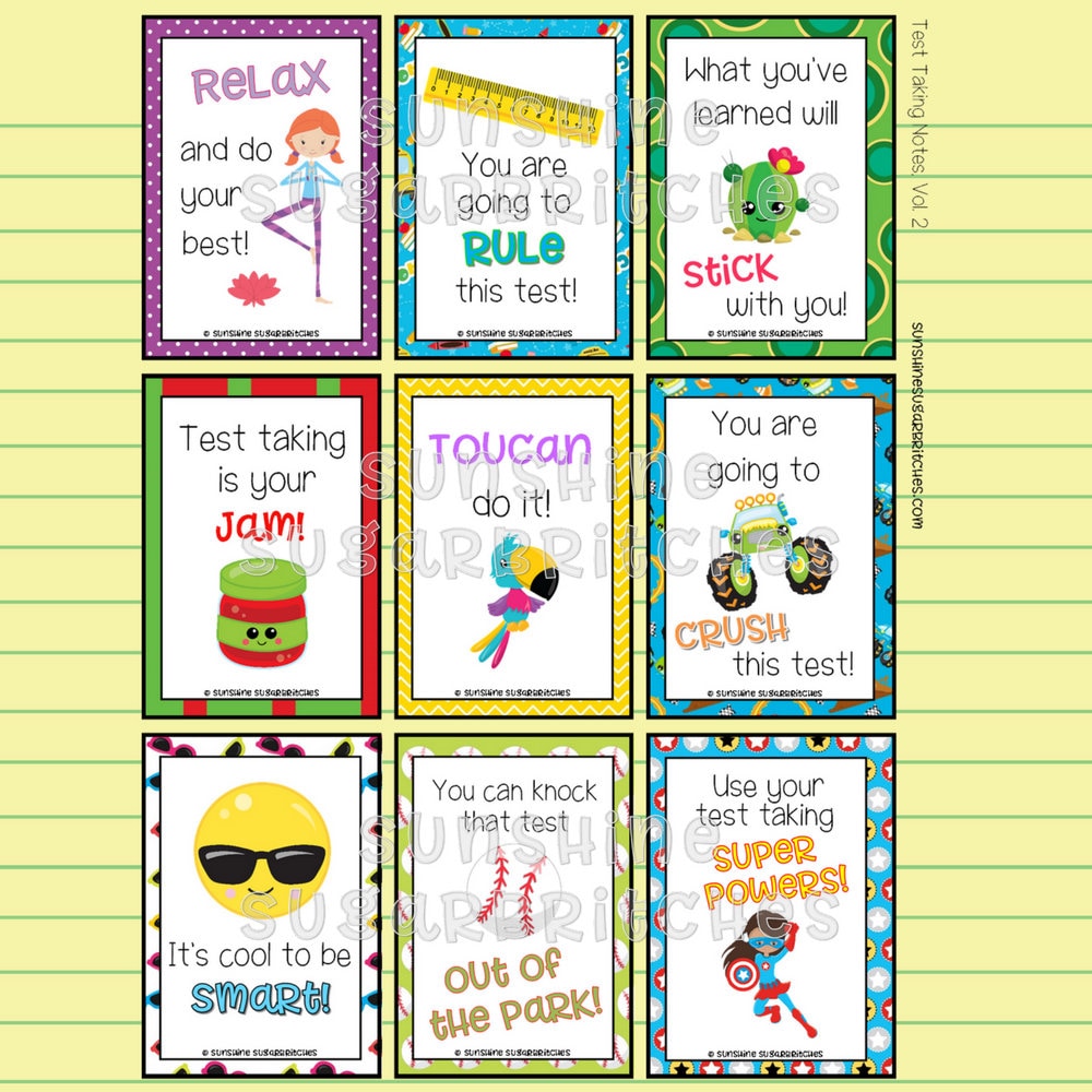 Test Taking Notes Vol 1 2 Encouragement 18 Designs 6 Blank PRINTABLE test-taking-notes-vol-1-2-encouragement-18-designs-6-blank-printable