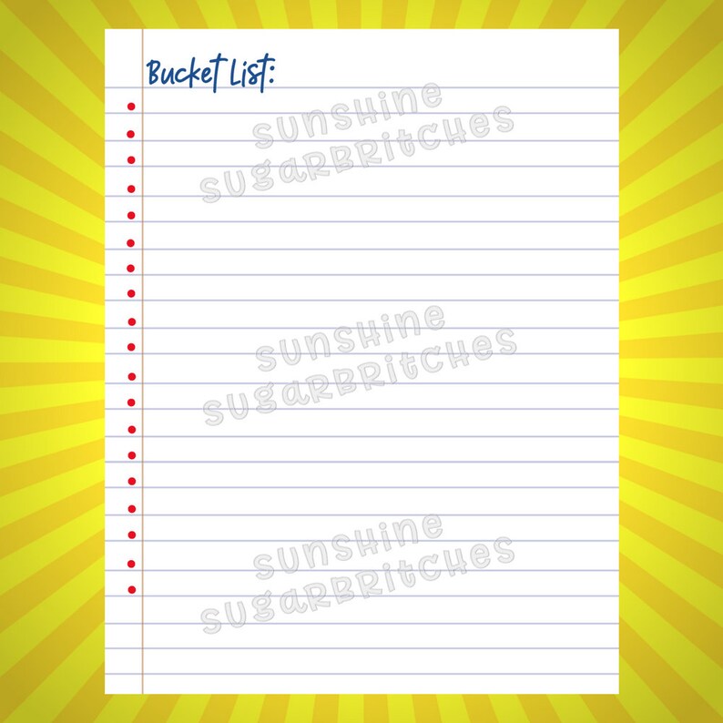 Bucket List Fill in Editable PRINTABLE Goals INSTANT DOWNLOAD General ...