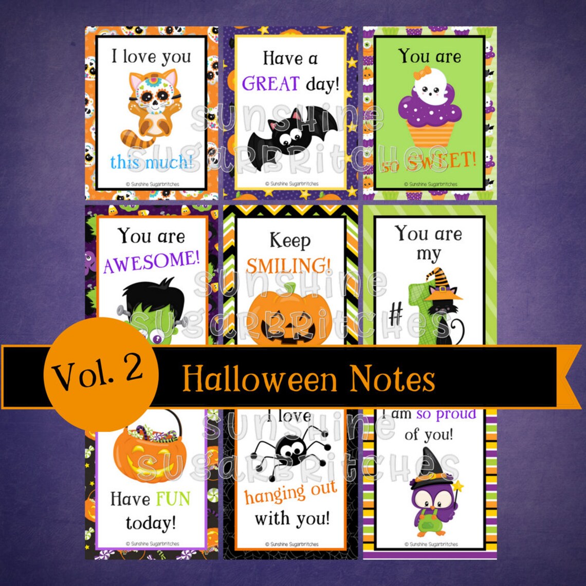 Halloween Lunchbox Notes Vol 2 PRINTABLE Lunch Box Note Encouragement 9 ...